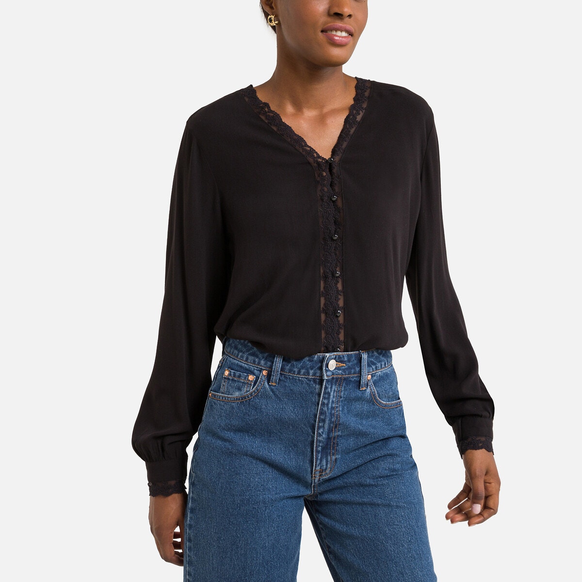 Μακρυμάνικη μπλούζα με V λαιμόκοψη - 2965510 | La Redoute