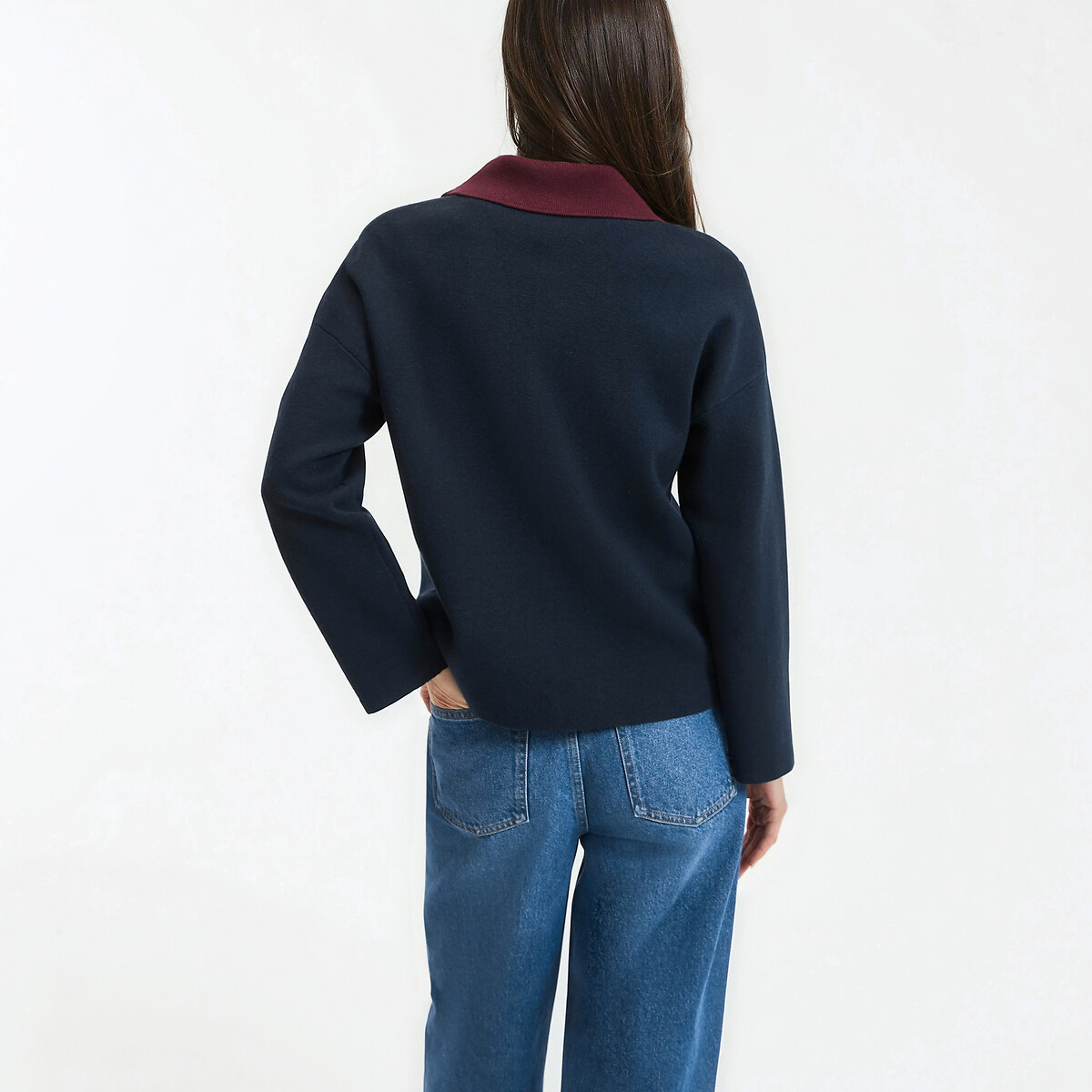 Ζακέτα με αντίθετο γιακά πόλο και φερμουάρ - 3310331 | La Redoute