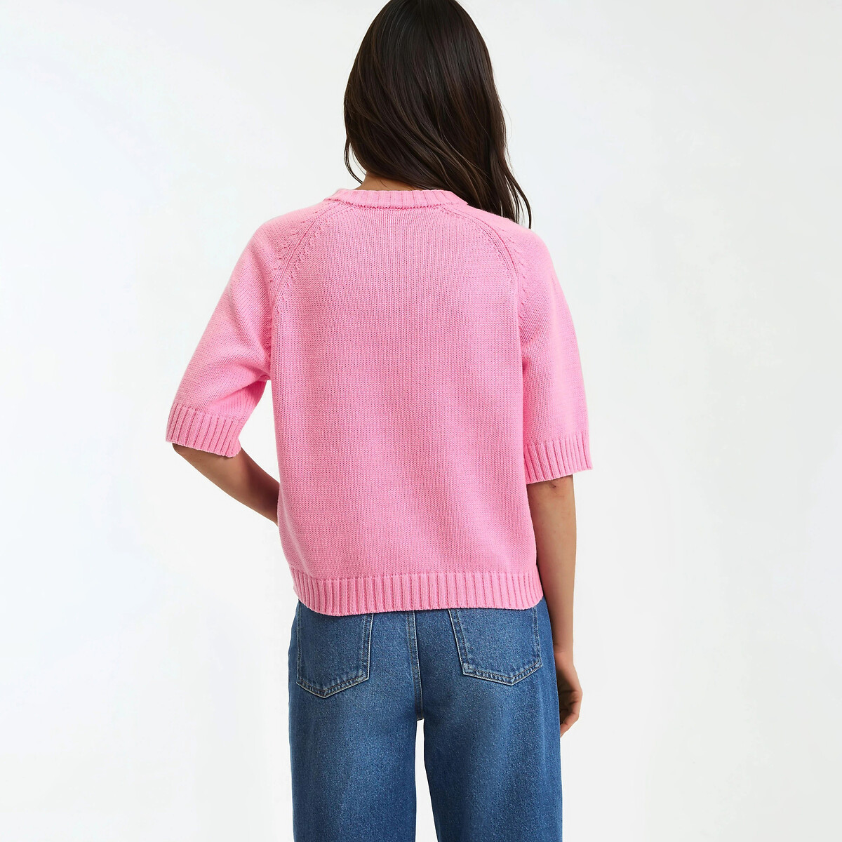 Κοντή ζακέτα, στρογγυλή λαιμόκοψη, από χοντρή πλέξη, με κουμπιά ...