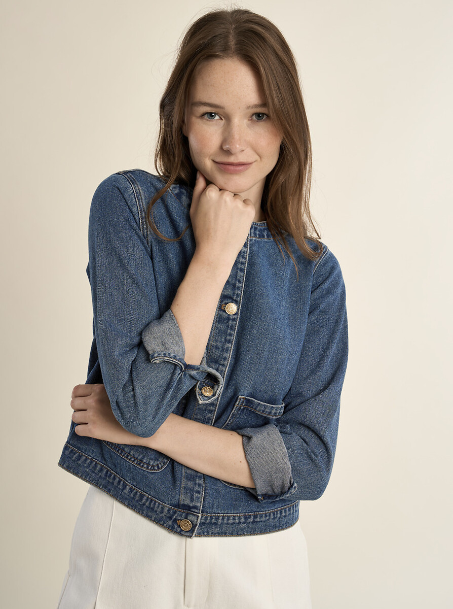 Τζιν μπουφάν με μακριά μανίκια μπλε denim - 3336408 | La Redoute